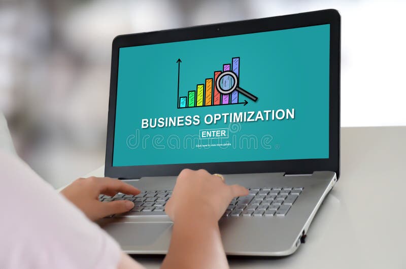 Business Optimization Concept on a Laptop Stock Image - Image of ...