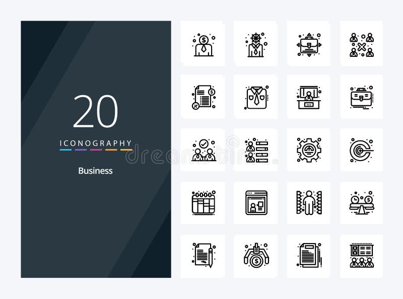 20 Business Outline Icon for Presentation. Vector Line Icons ...