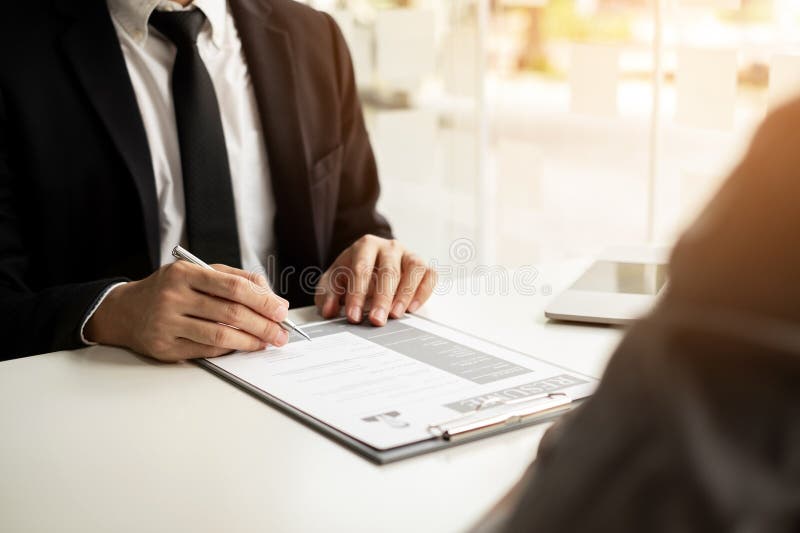 The Business Owner is Checking the Job Applicant S Qualifications Stock ...
