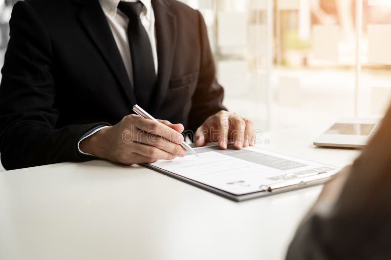 The Business Owner is Checking the Job Applicant S Qualifications Stock ...
