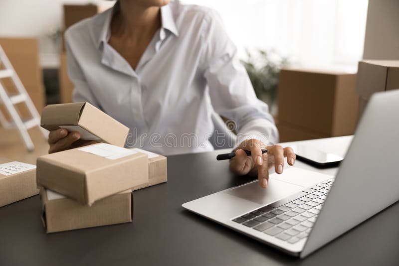 Business Owner Woman Processing Internet Store Order Stock Image ...