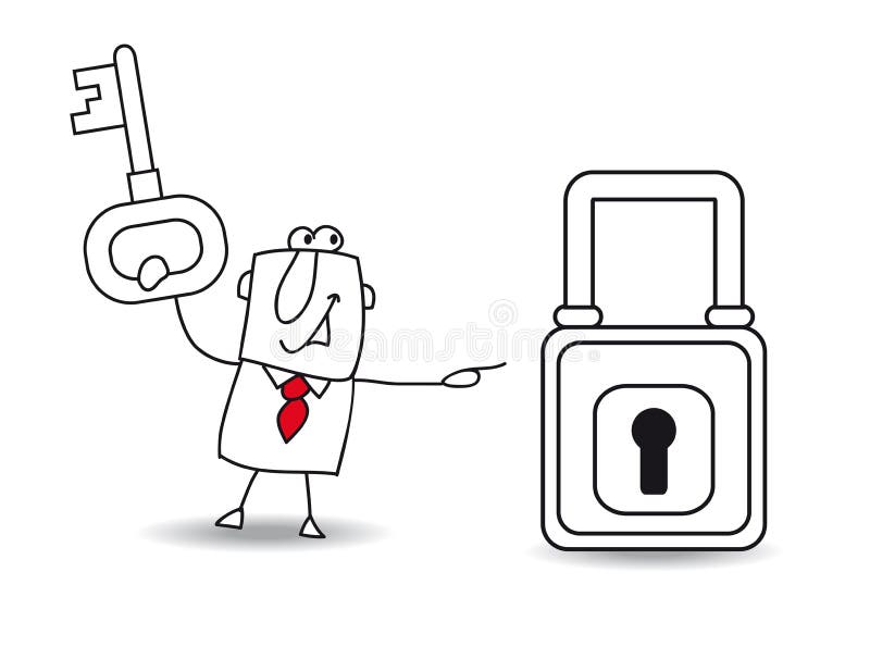 The Business and the Padlock Stock Vector - Illustration of difficulty ...