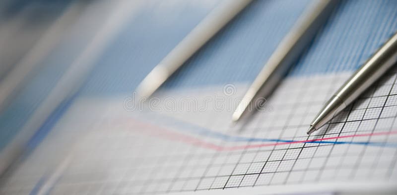 Business Paper with Graphic, Blue and Red Line in Increase and Decrease ...