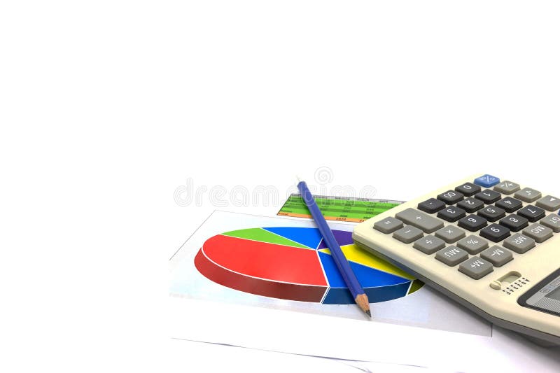 Business Paper Graphs Report, Calculator on Desk Stock Image - Image of ...