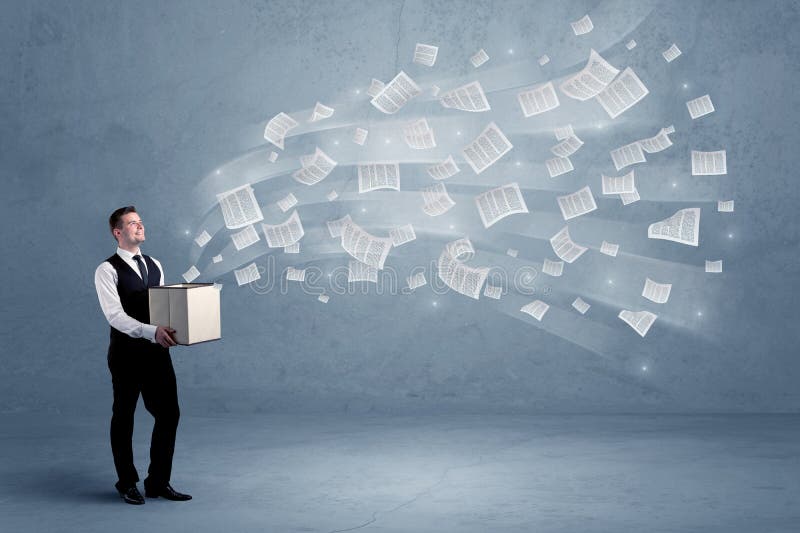 Business Papers Flying from Box Stock Photo - Image of ideas, color ...