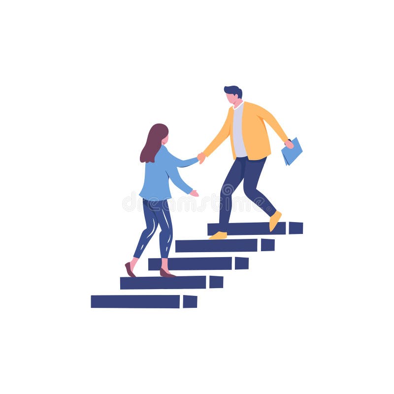 Business Partners Climbing Steps Together. Vector Illustration Design ...