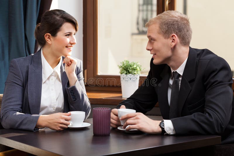 Business Partners during Coffee Break Stock Photo - Image of caucasian ...