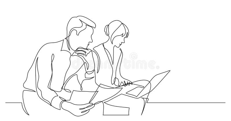 Business Partners Discussing Details of Work Contract - One Line ...