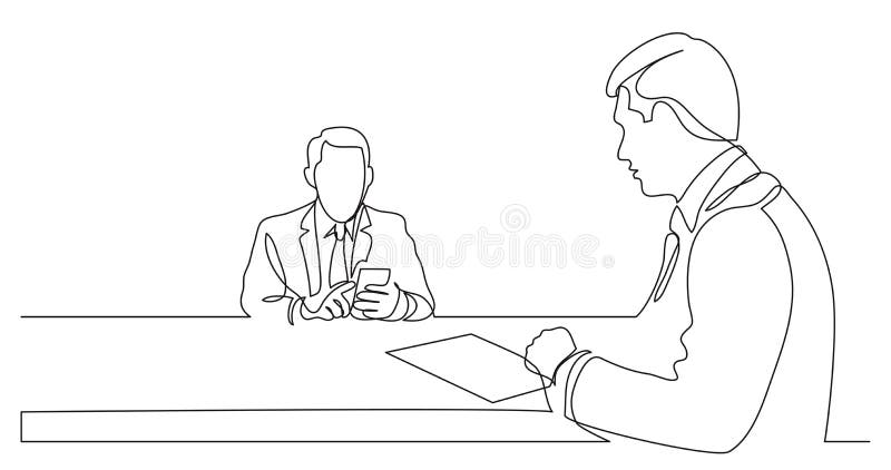Business Partners Discussing Details of Work Contract - Single Line ...