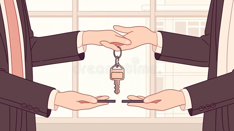 Business Partners Exchanging Keys and Signing Agreement Stock ...