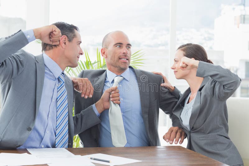 Business Partners Fighting Together Stock Photo - Image of desk ...