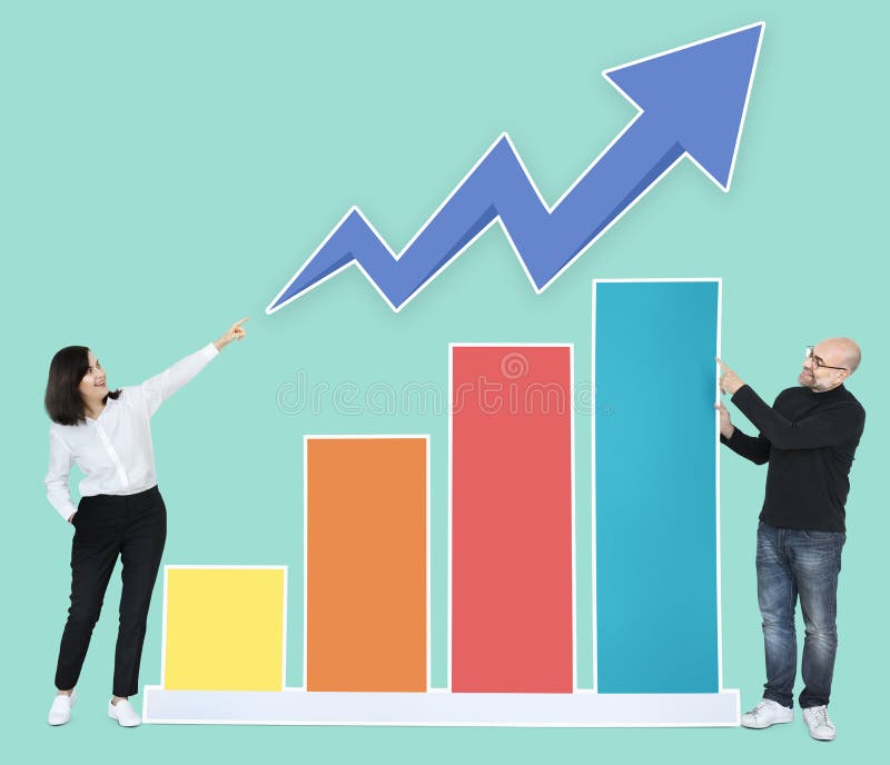 Business Partners with a Growing Graph Stock Illustration ...