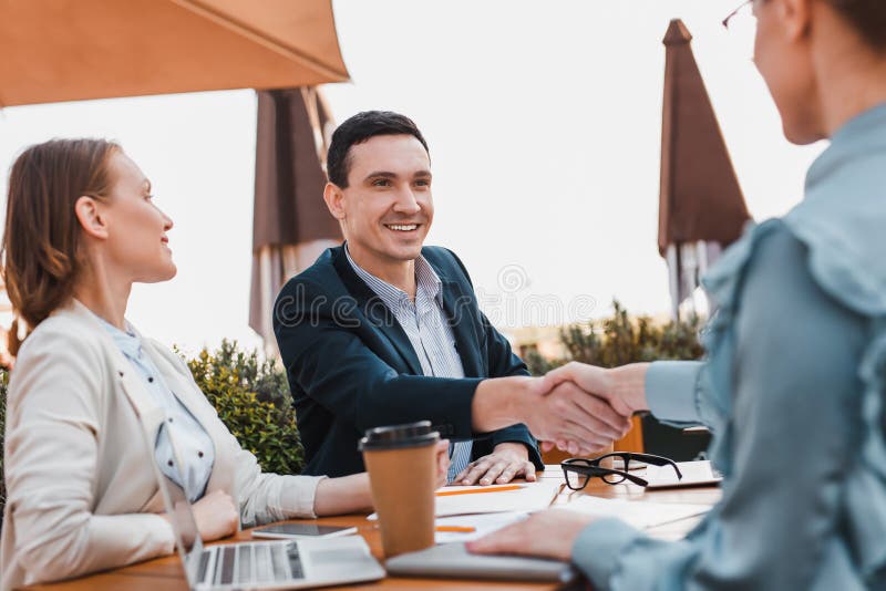 Business Partners Having a Strategic Agreement during the Meeting Stock ...