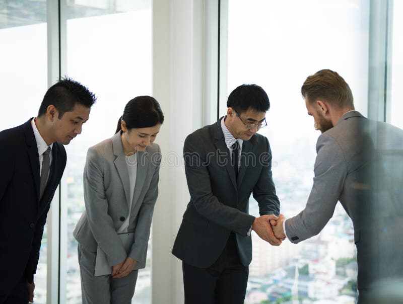 Business Partners Introductionary Handshake Bow Stock Image - Image of ...