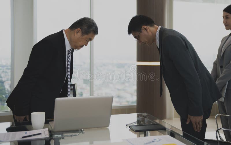 Business Partners Introductionary Handshake Bow Stock Image - Image of ...