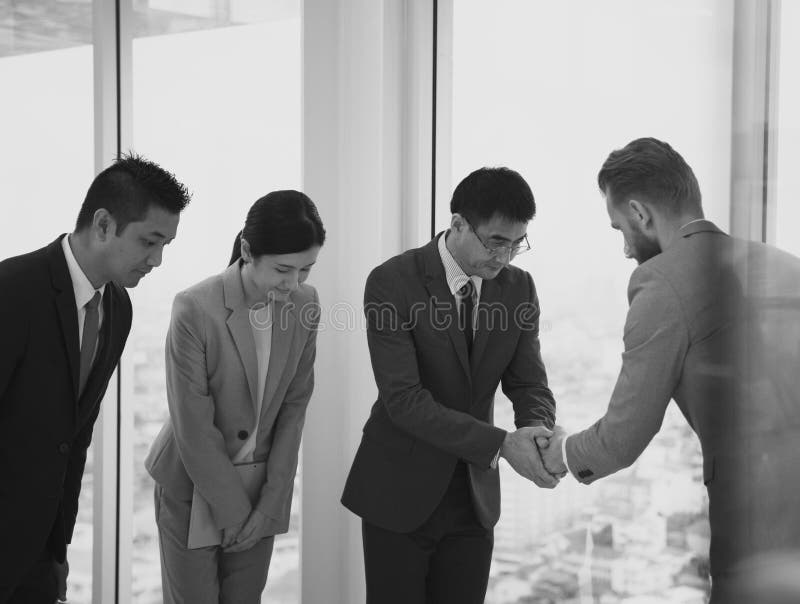 Business Partners Introductionary Handshake Bow Stock Image - Image of ...