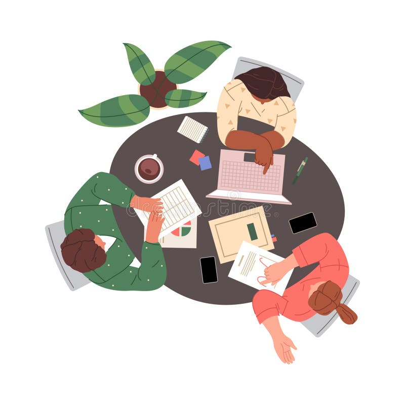 Business Partners at Round Table, Top View Stock Vector - Illustration ...