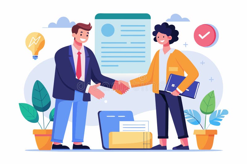 Business Partners Shaking Hands in Front of Document, Two Business ...