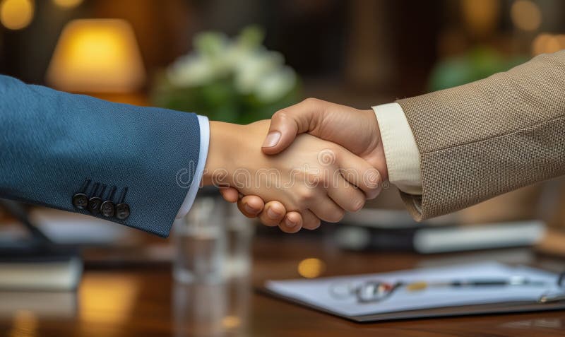 Business Partners Shaking Hands after Successful Negotiation in a ...