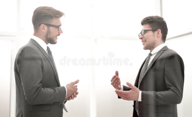 Business Partners Talk in the Office. Stock Image - Image of marketing ...