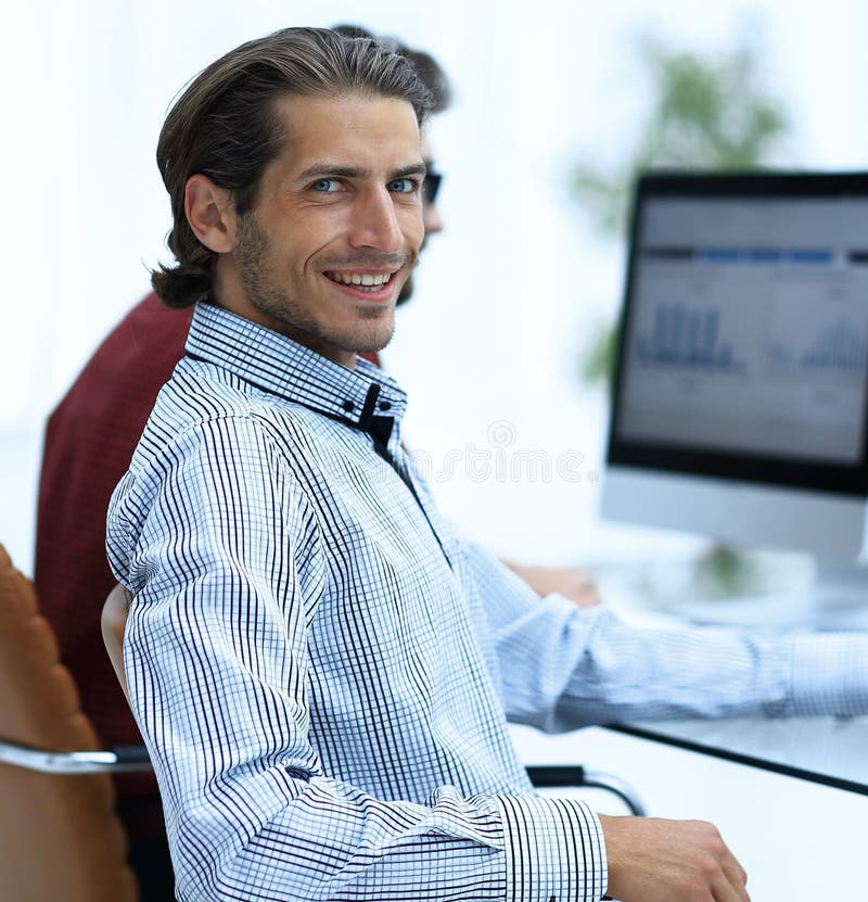 Business Partners are Working on the Computer Stock Image - Image of ...