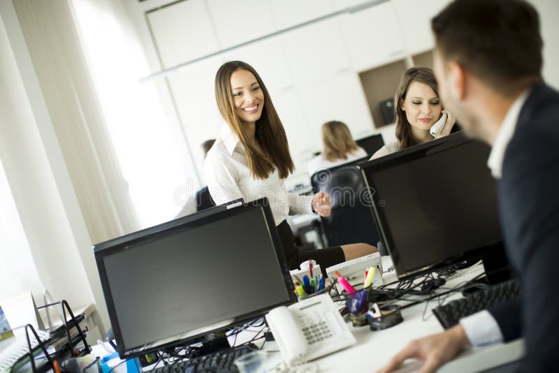 Business Partners Working in Modern Office Stock Image - Image of ...