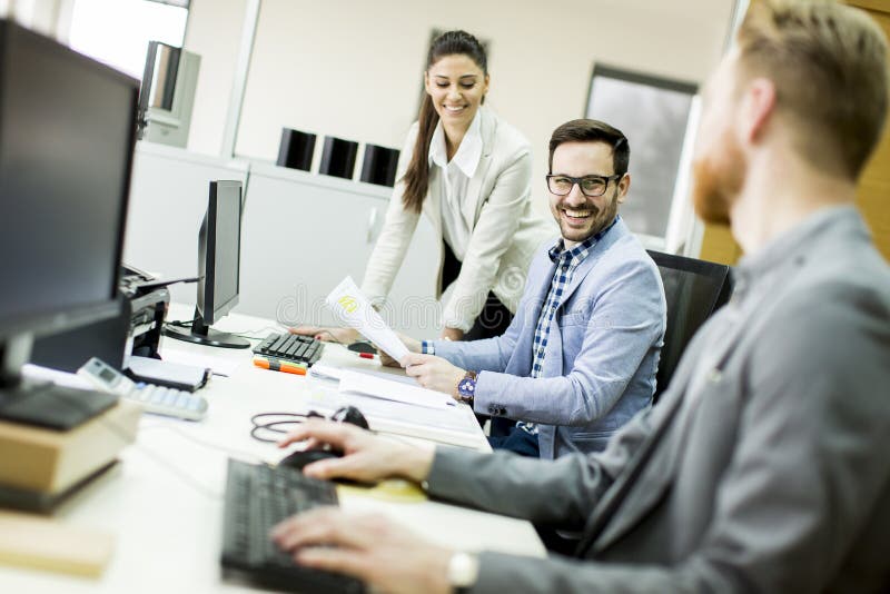 Business Partners Working in Modern Office Stock Photo - Image of ...