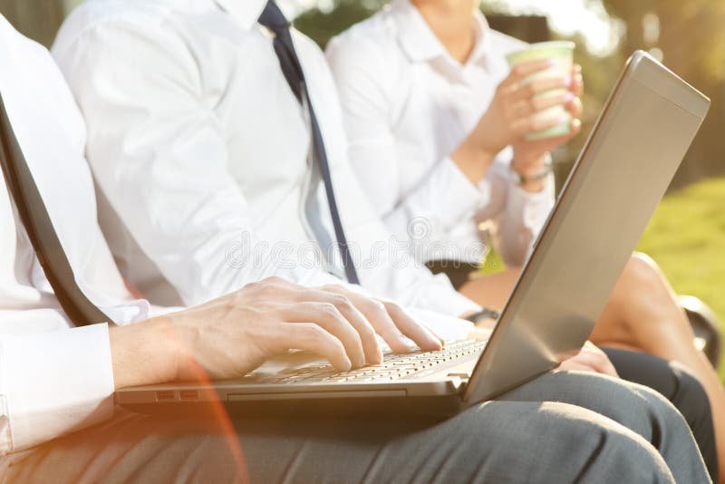 Business Partners Working Outdoor Stock Photo - Image of manager, group ...