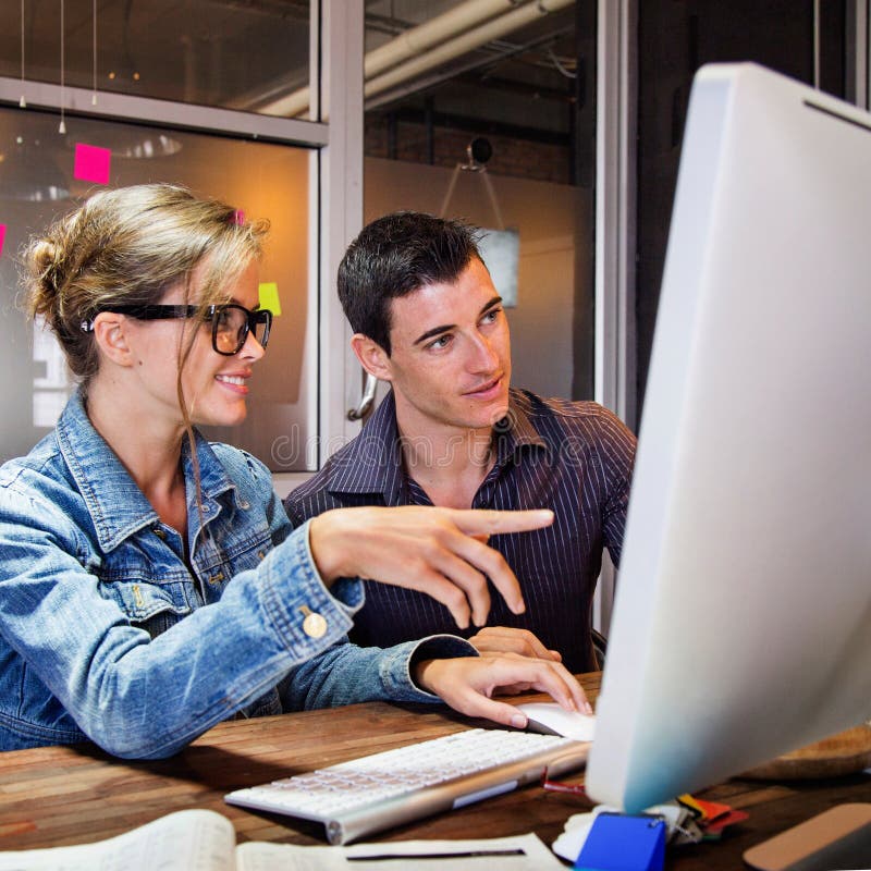 Business Partners Working Together in Desktop Stock Photo - Image of ...