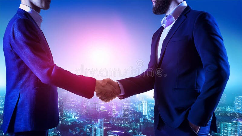 Business Partnership Agreement Sealed with a Handshake Under Radiant ...