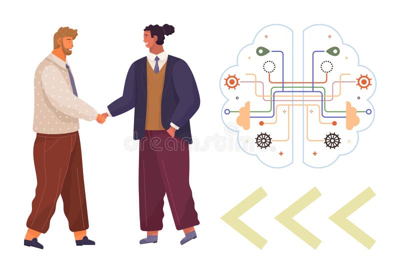 Business Partnership and AI Integration for Collaborative Innovation Stock Illustration ...