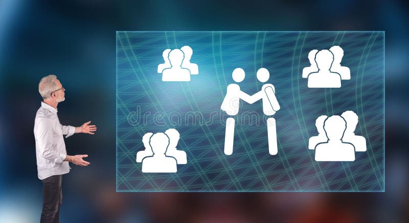 An Esg Concept Explained by a Businessman on a Wall Screen Stock Image ...