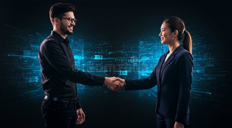 Business Partnership Digital Concept Stock Illustration - Illustration ...