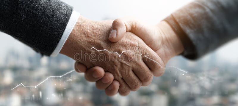 Business Partnership Handshake with Upward Graphs Symbolizing Growth ...