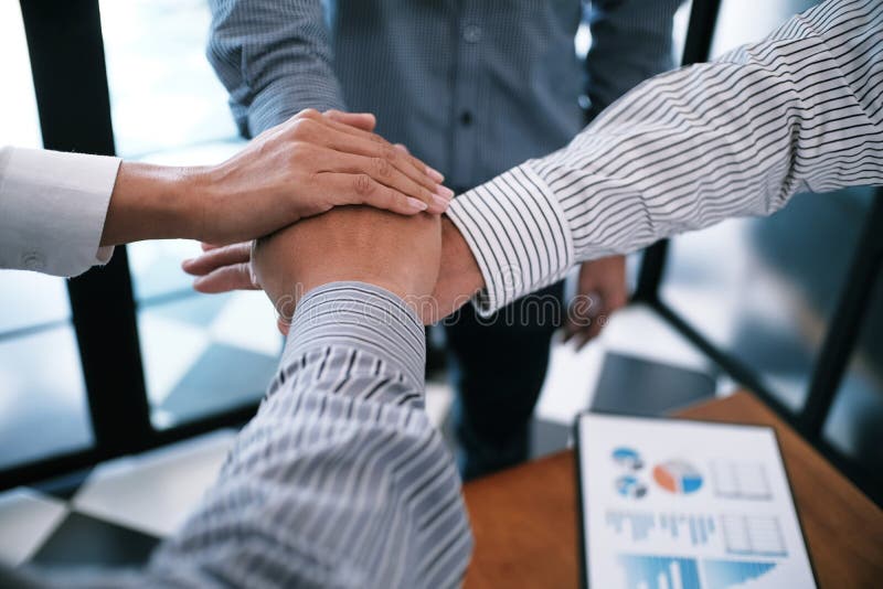 Business Partnership Putting Hands Together. Stock Image - Image of ...