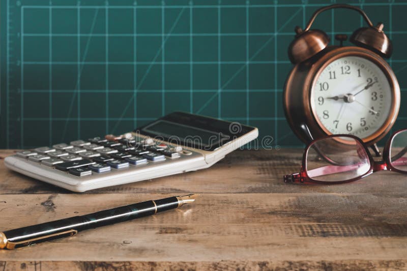 Business Pen and Office Tool on Old Table Stock Image - Image of table ...