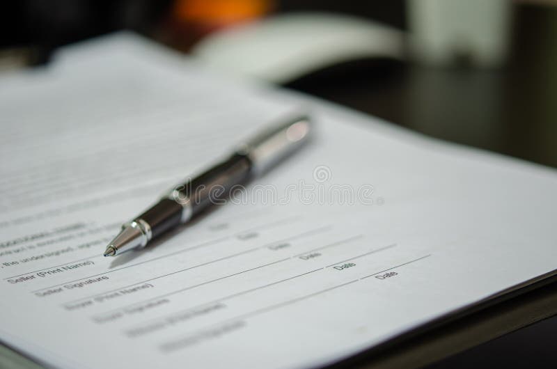 Business Pen on Paper Documents Signed Stock Photo - Image of blank ...