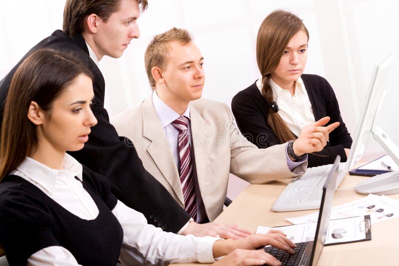 Office workers with laptop stock photo. Image of consulting - 7999150