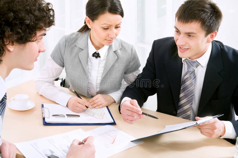 Group of Business People, Negotiate at the Desk Stock Photo - Image of ...