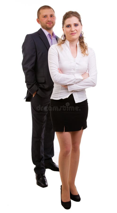 Two Business People Holding Banner Stock Photo - Image of sign, board ...