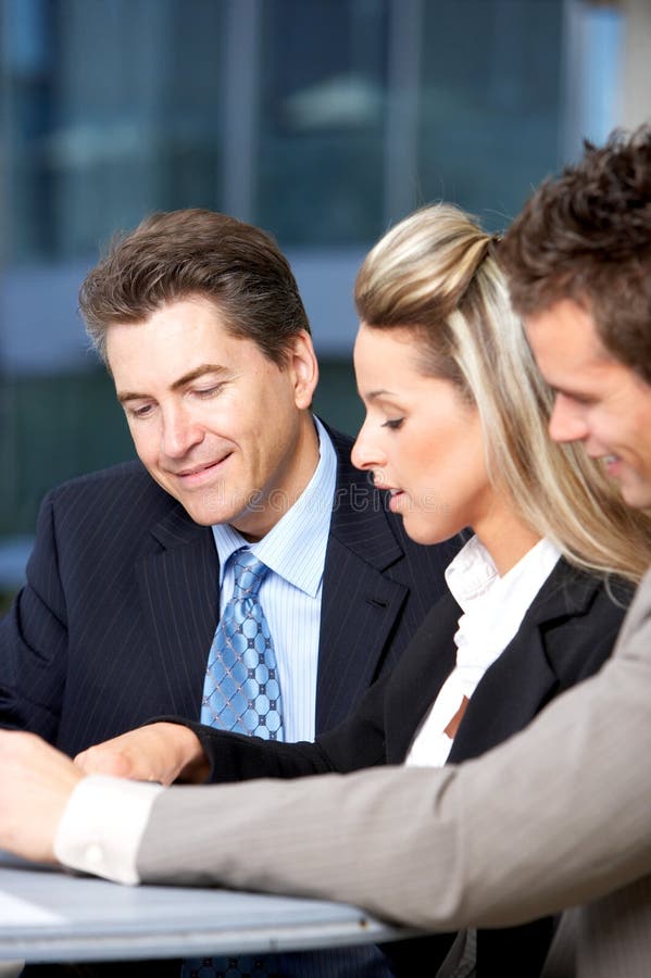 Smiling Business Man Talking with Colleagues Stock Image - Image of ...