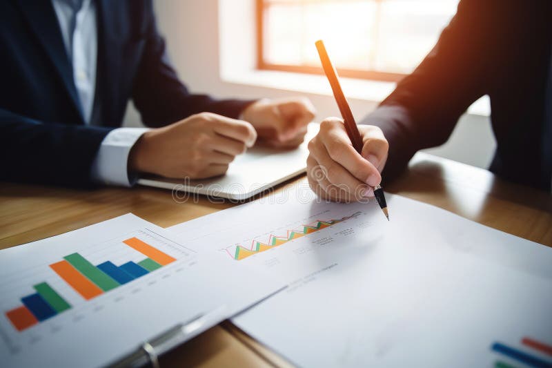 Business People Analysis Cost Graph on Desk at Office with Generative ...