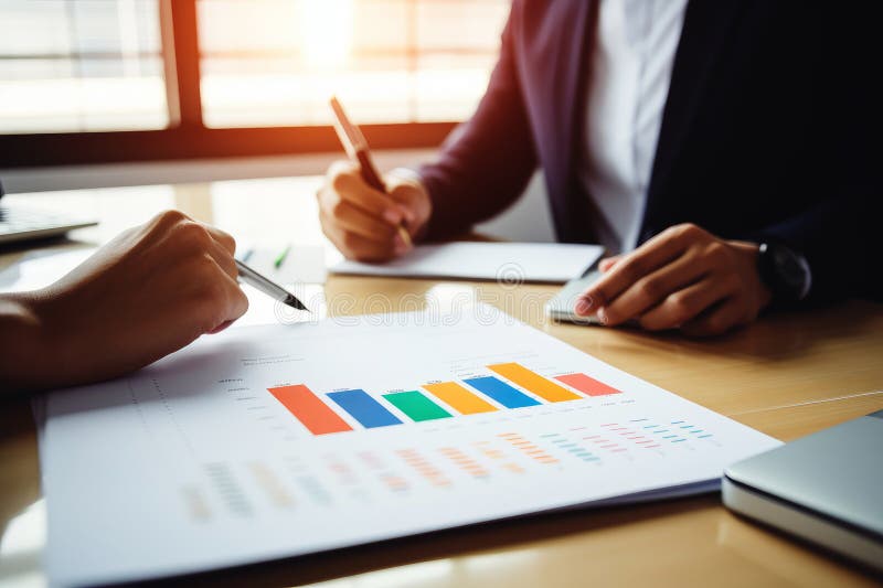 Business People Analysis Cost Graph on Desk at Office with Generative ...