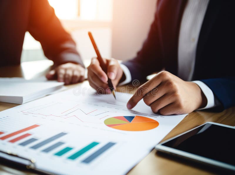 Business People Analysis Cost Graph on Desk at Office with Generative ...