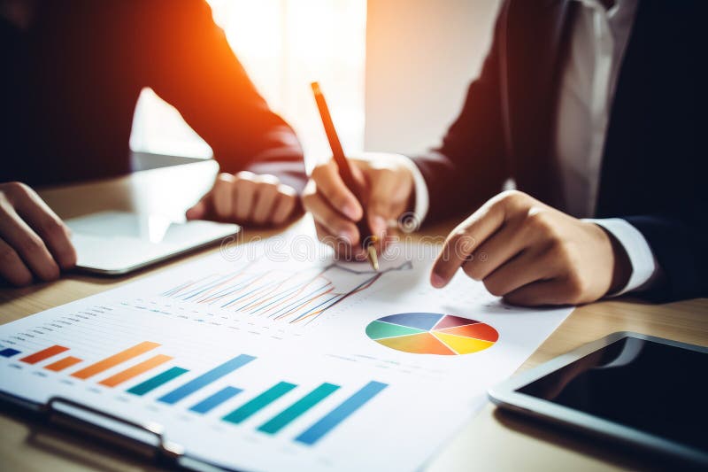 Business People Analysis Cost Graph on Desk at Office with Generative ...