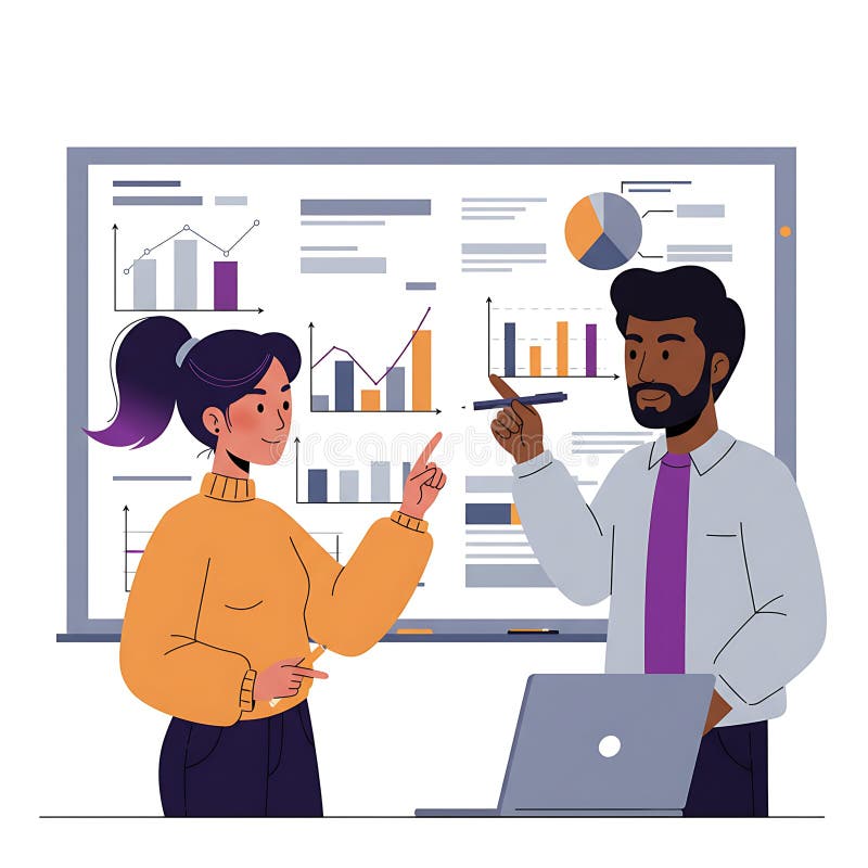 Business People Analyzing Data on Whiteboard Isolated on White ...