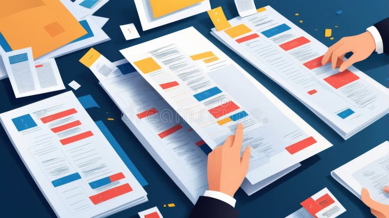 Business People Analyzing Papers with Charts and Planning Project Using ...