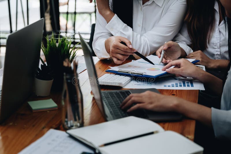 Business People Analyzing Statistics Business Documents, Financial ...