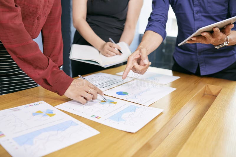 Business People Analyzing Work Progress Stock Image - Image of progress ...