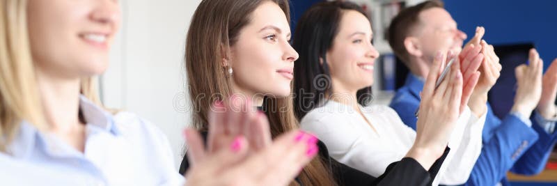 Business People Applaud at Training Conference Closeup Stock Image ...